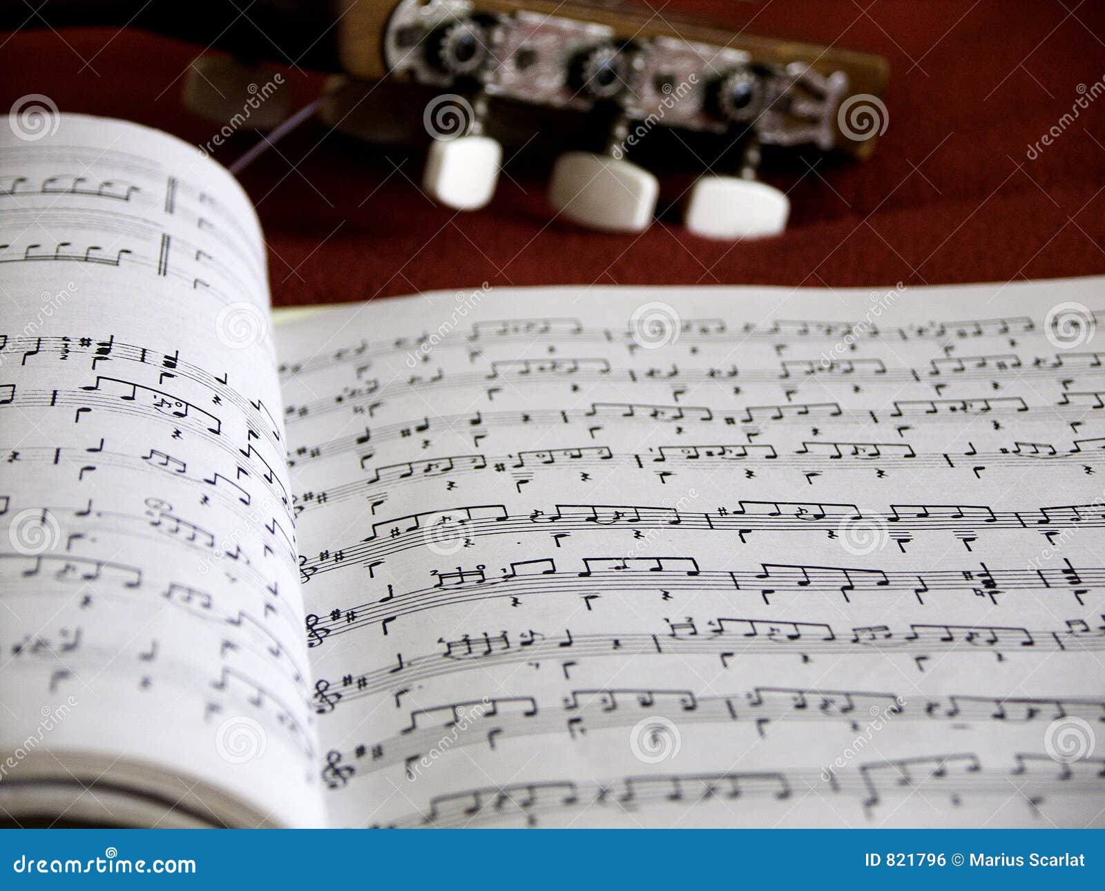 Calssical Guitar and Partiture Book Stock Photo - Image of music, sound ...