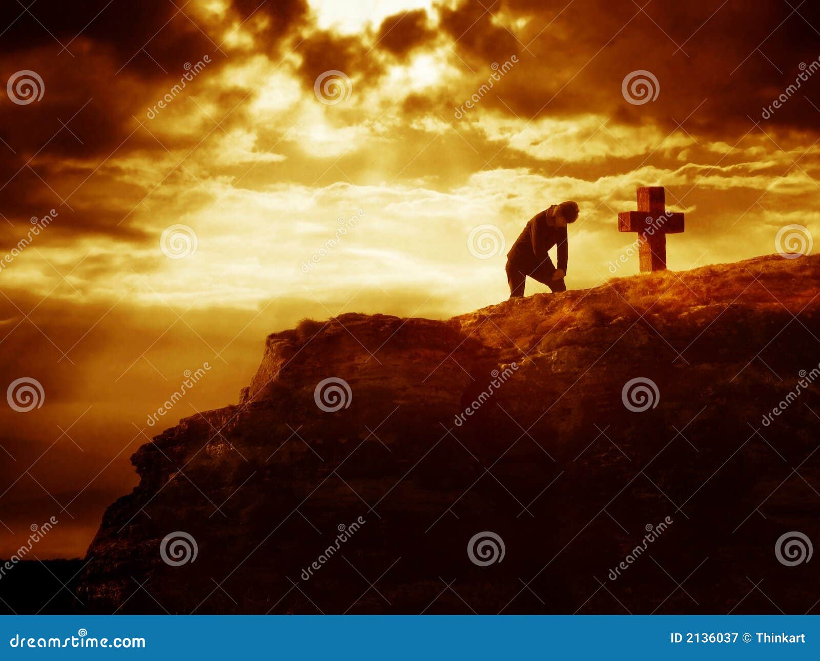 Calvary Cross Series - Prayer Stock Image - Image of praying ...