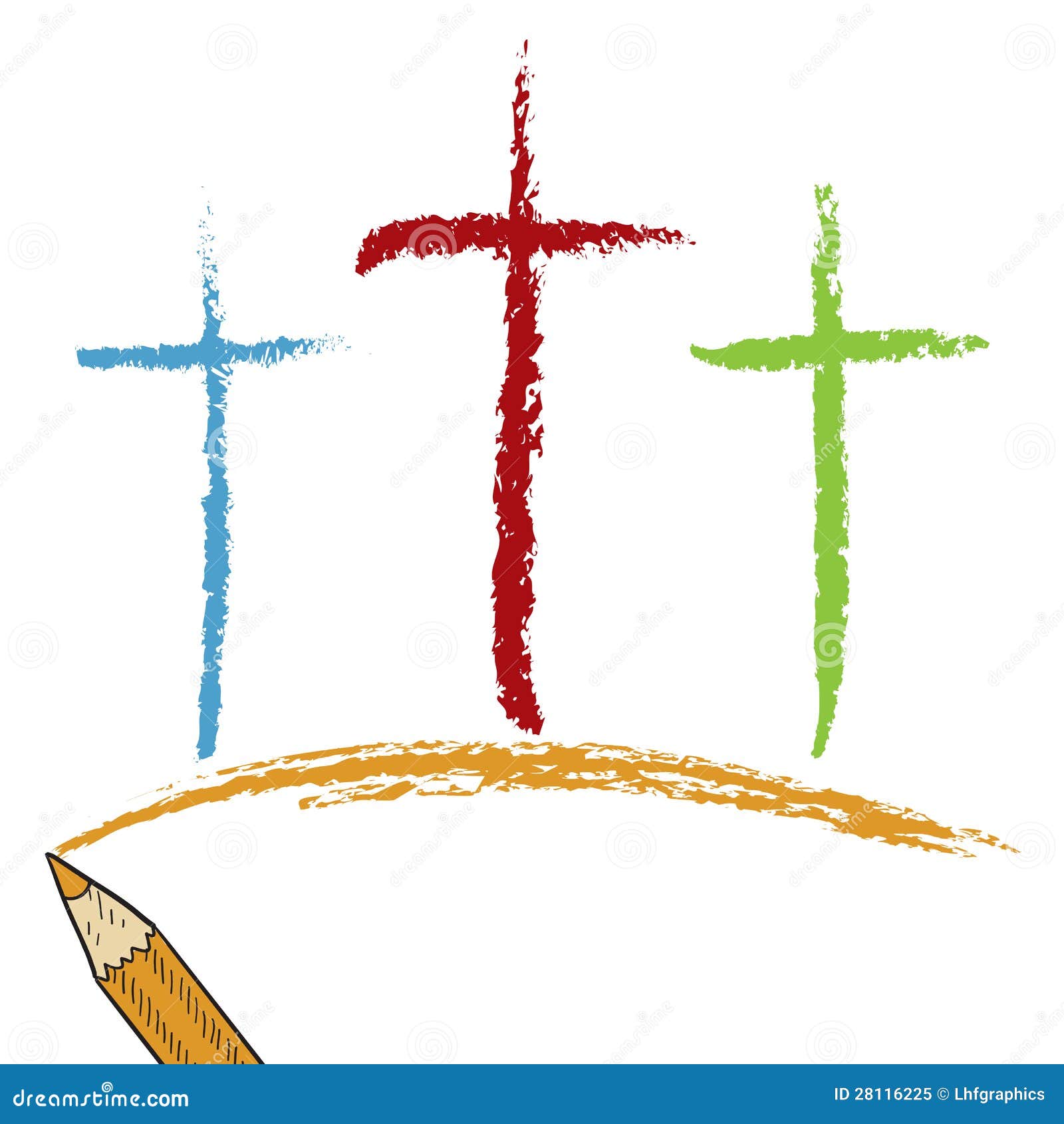 Calvary Crosses Colored Pencil Sketch Stock Vector - Illustration of ...