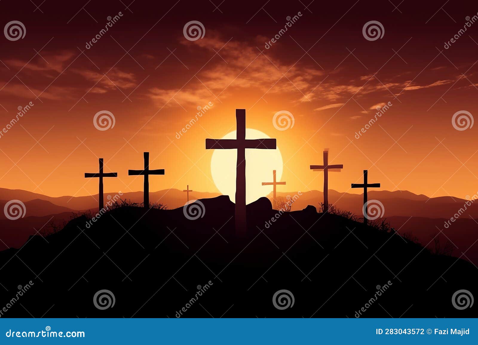 Calvary Sunset Background For Good Friday He Is Risen, Royalty-Free ...