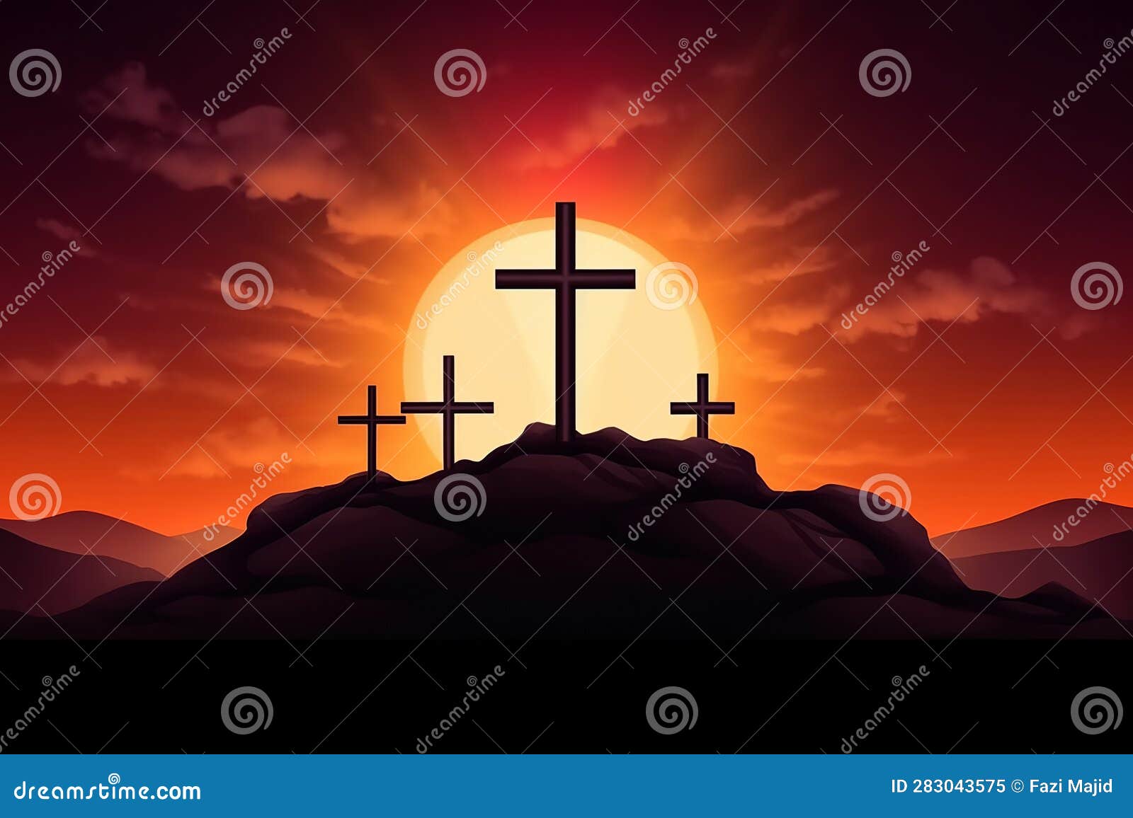 Calvary Sunset Background For Good Friday He Is Risen, Royalty-Free ...