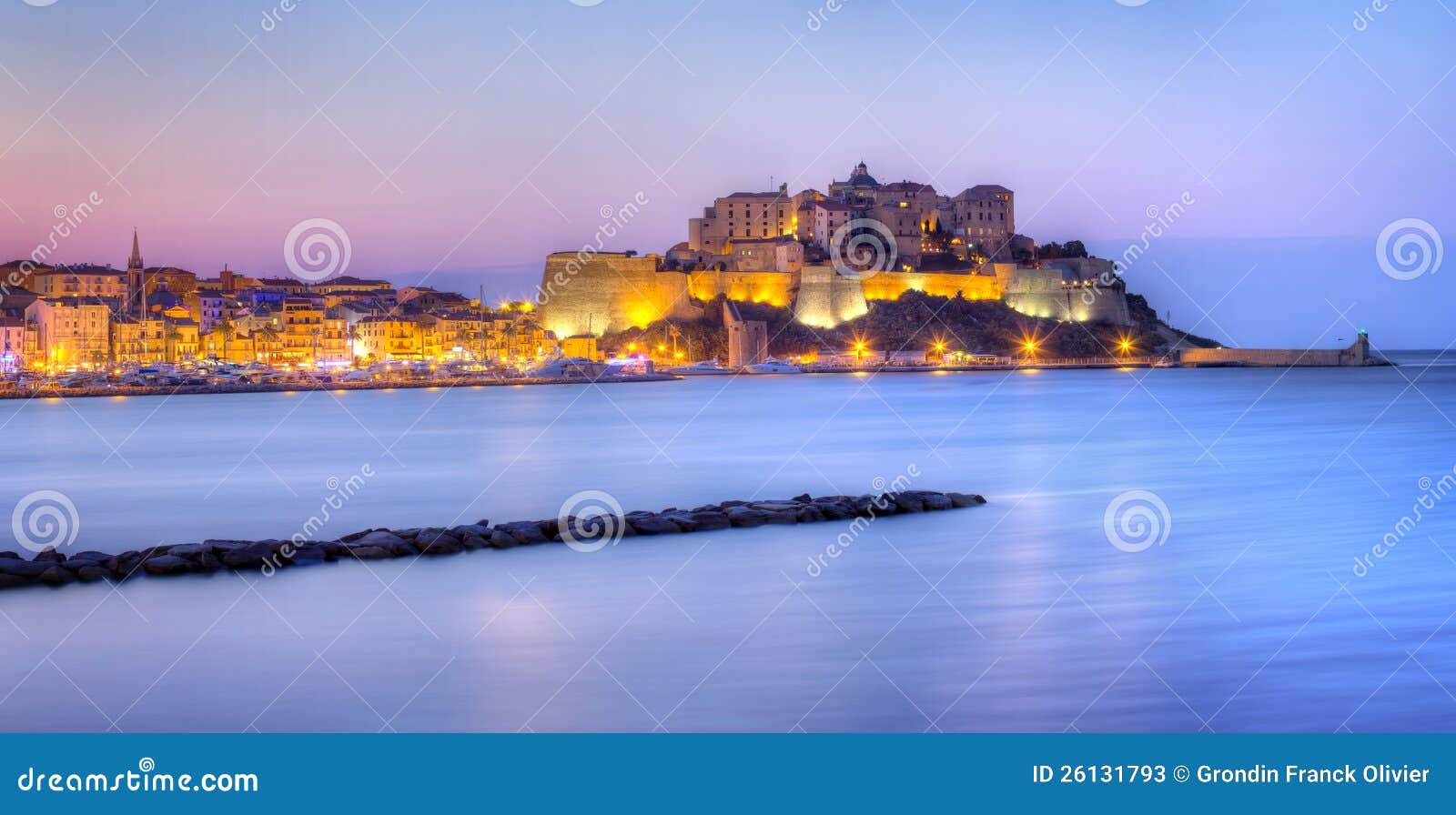 Calvi city at night stock image. Image of ocean, historical - 26131793