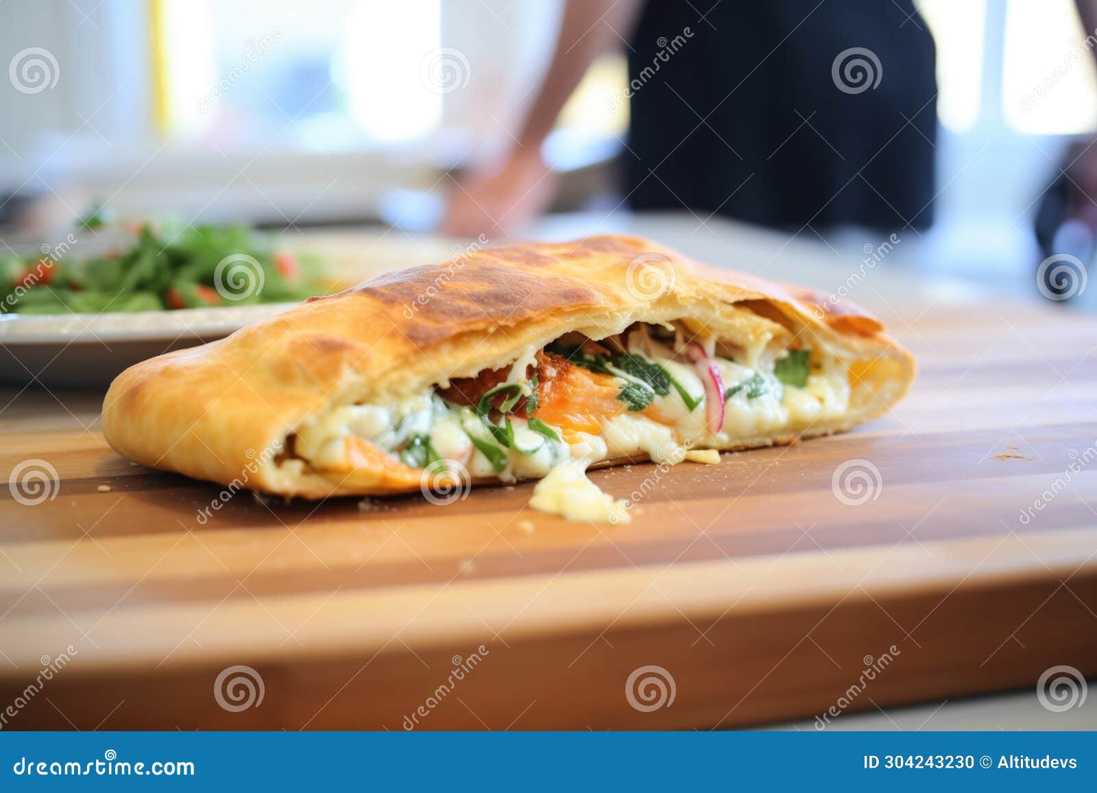 Calzone with Gooey Cheese Pull Stock Illustration - Illustration of ...