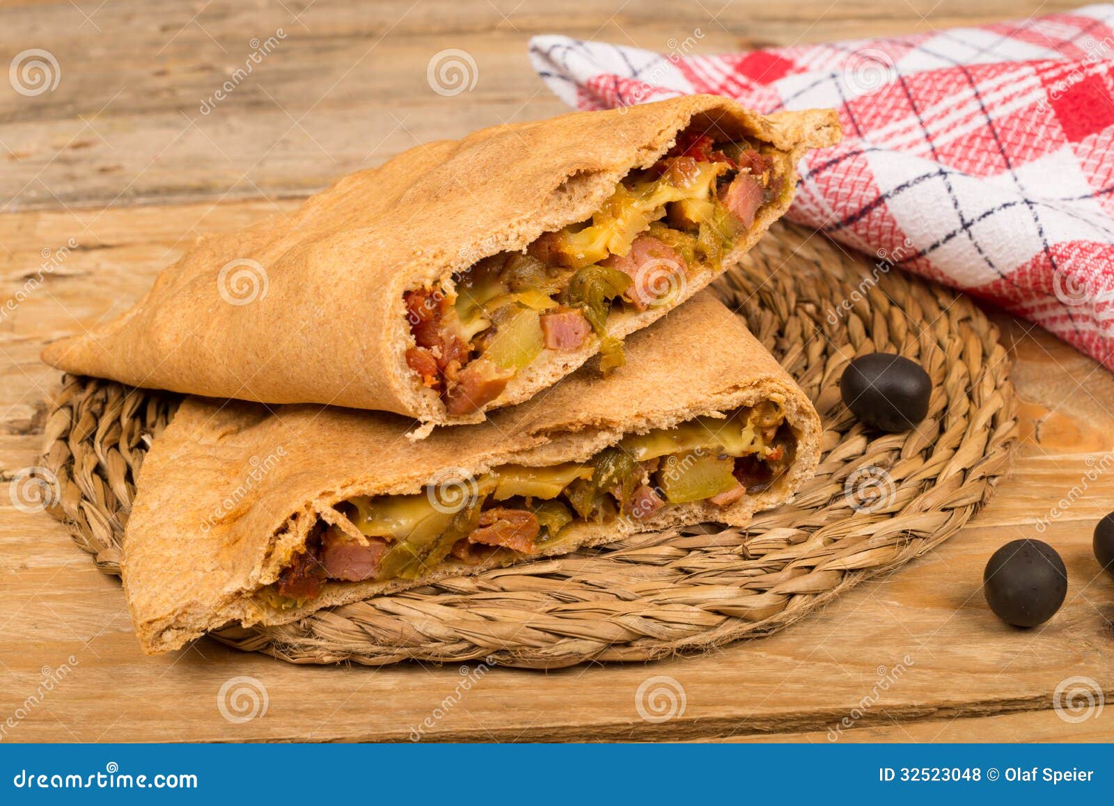 Calzone stock photo. Image of italian, ready, open, filled - 32523048