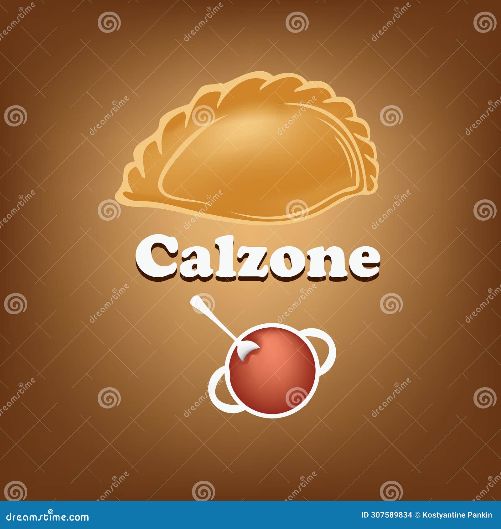 Calzone poster stock vector. Illustration of brown, bakery - 307589834