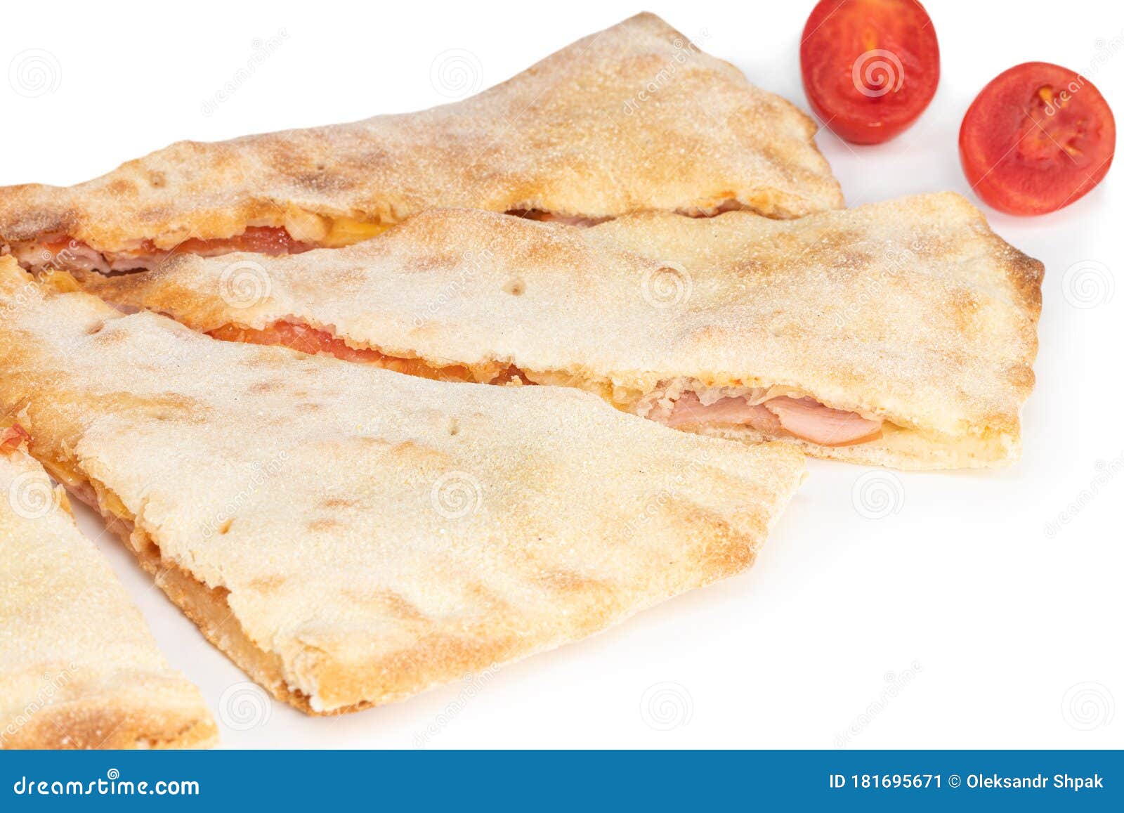Calzone with Tomatoes Isolated on White Background Stock Image - Image ...