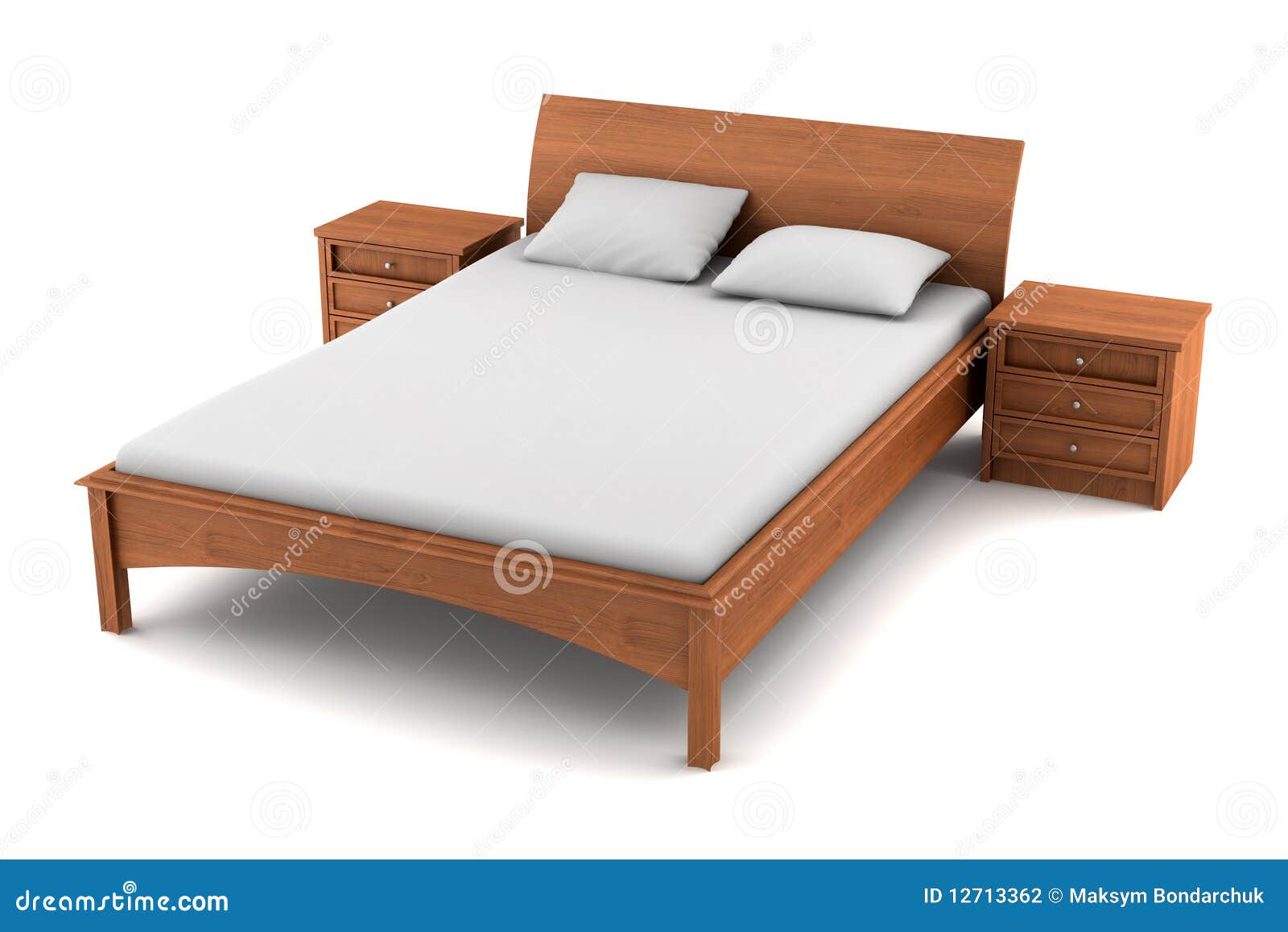 Cama De Madera Aislada En El Fondo Blanco Foto de archivo - Imagen de ...