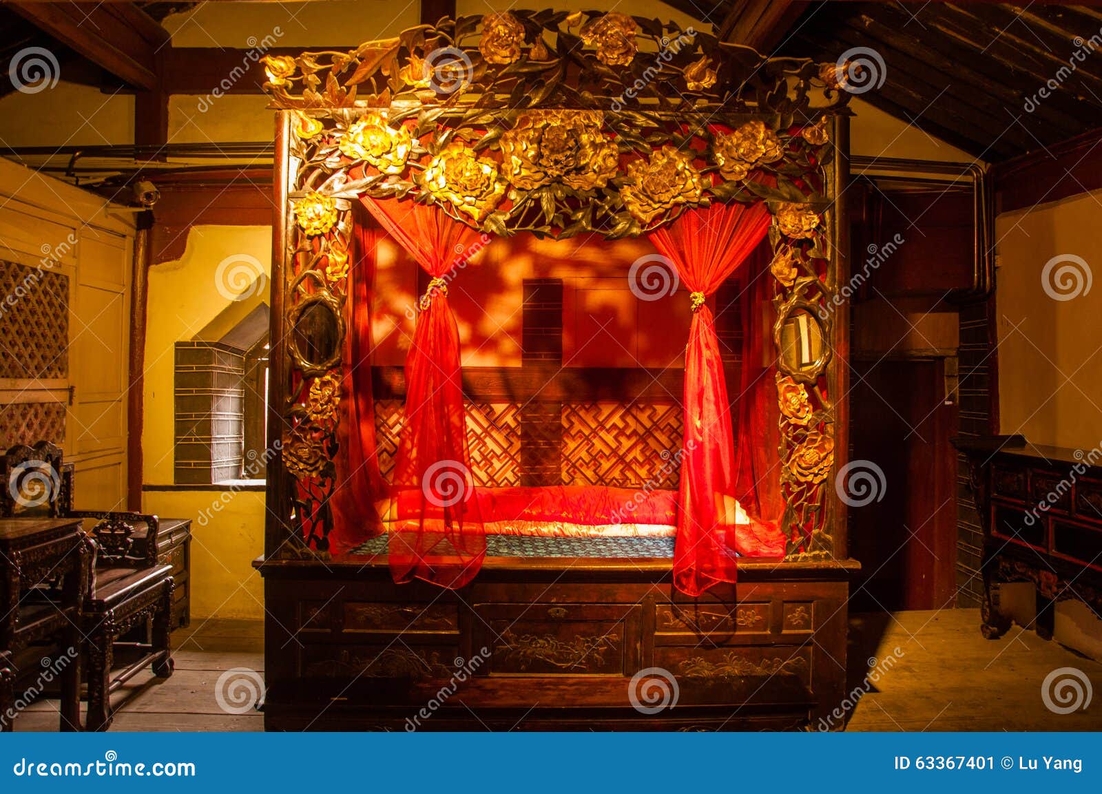 Cama del chino tradicional imagen de archivo. Imagen de foto - 63367401