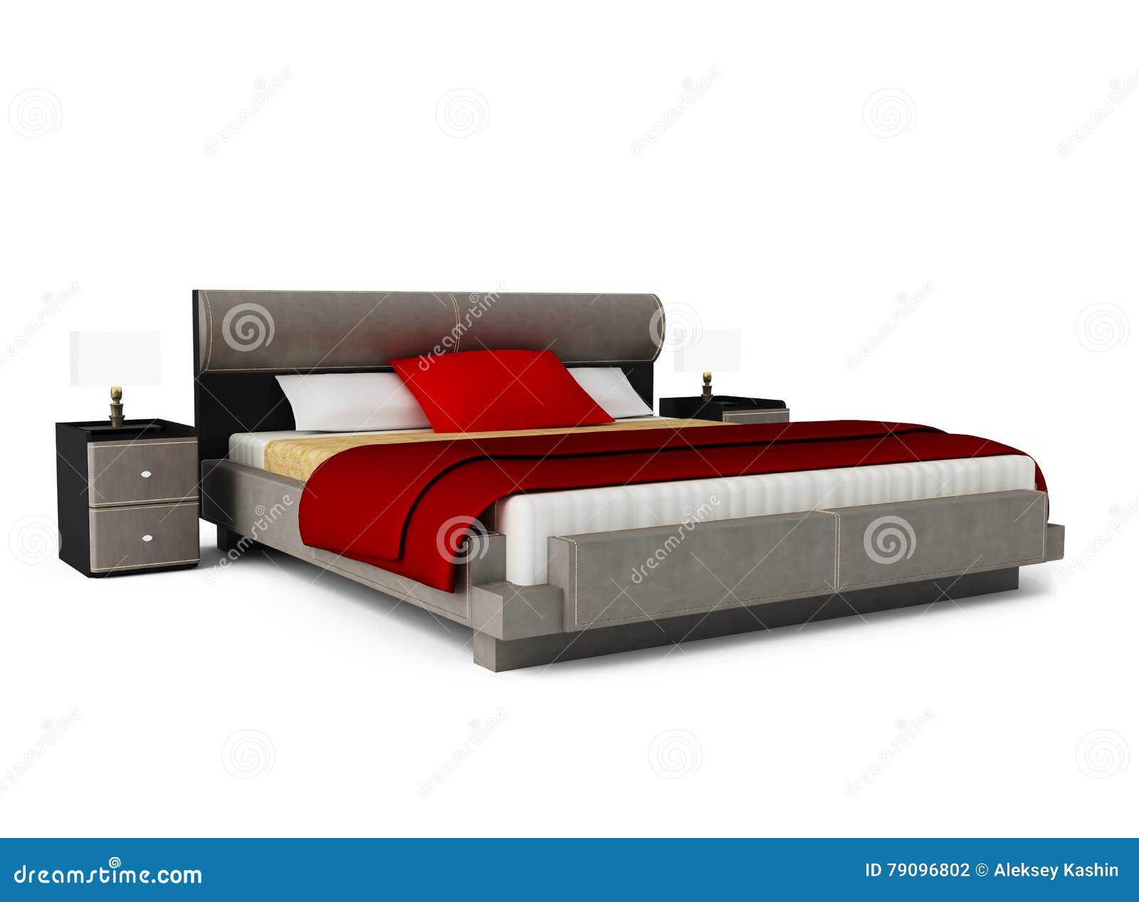 Cama en un fondo blanco foto de archivo. Imagen de dormitorios - 79096802