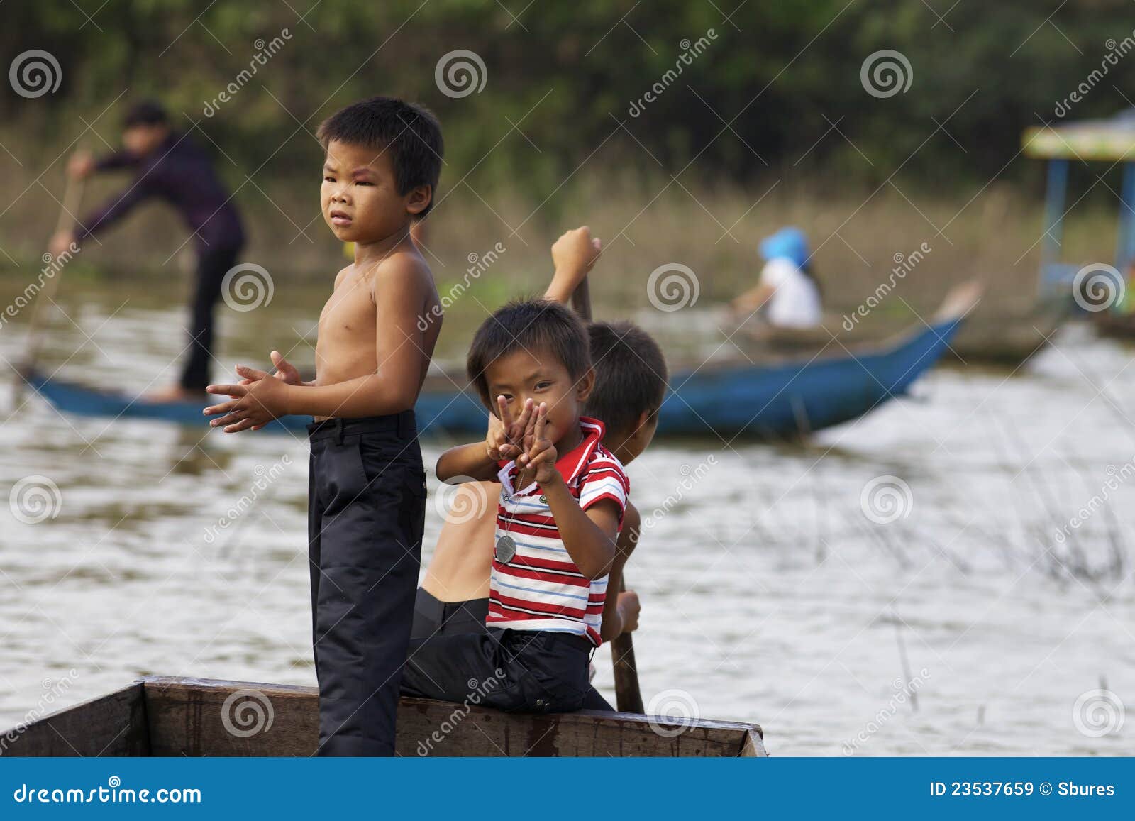 Cambodia Children editorial stock image. Image of lake - 23537659