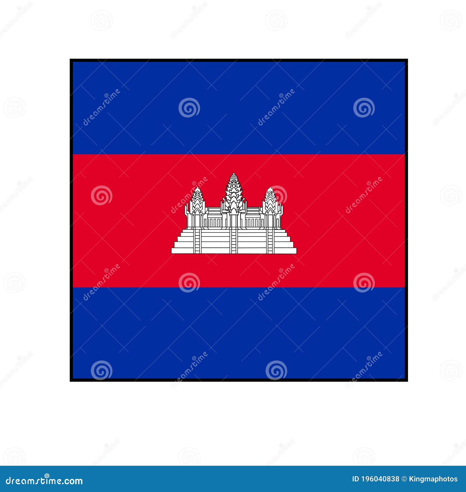 Cambodia Flag Square Icon of Angkor Wat Stock Vector - Illustration of ...