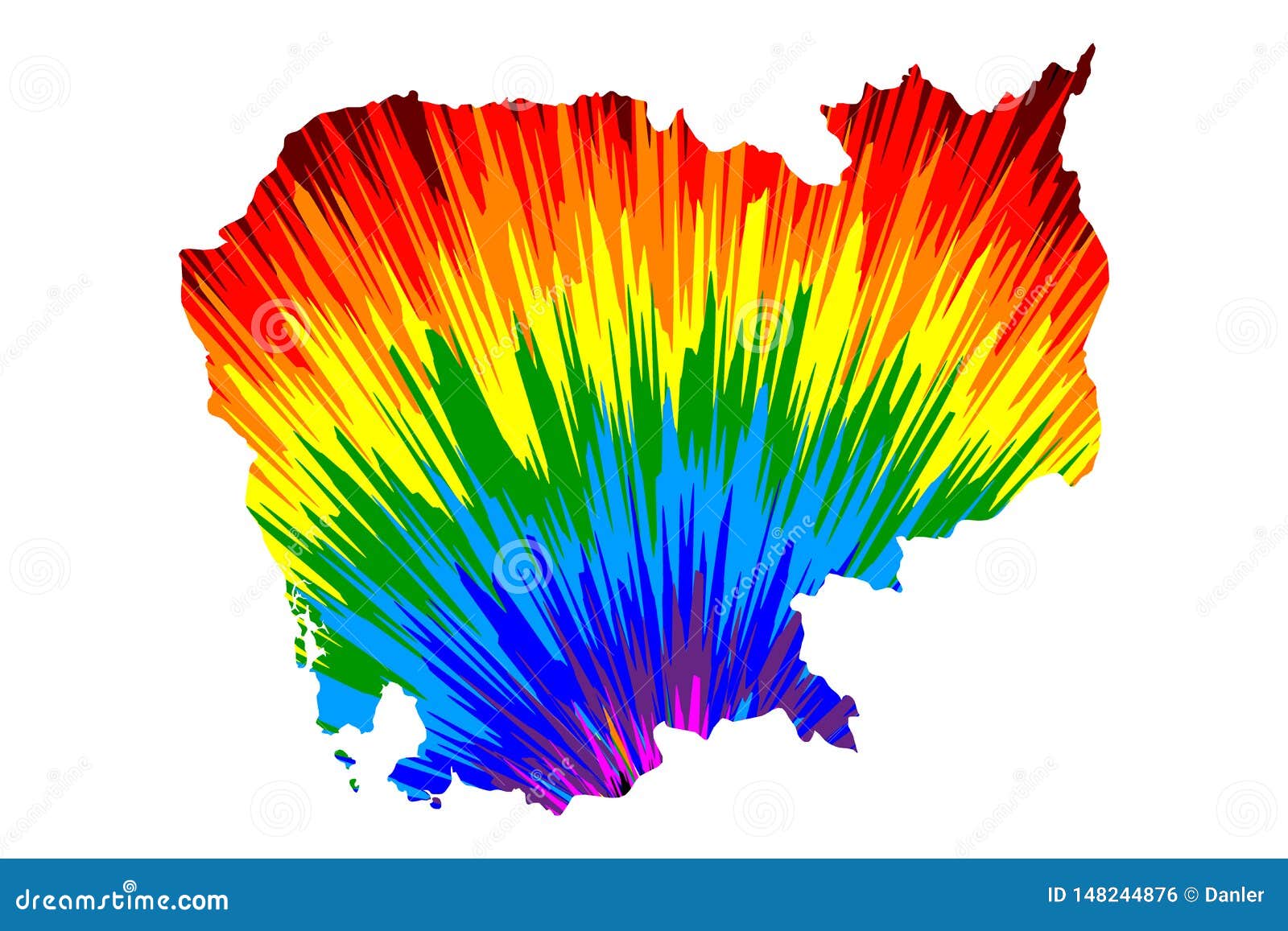 Cambodia Map Is Designed Rainbow Abstract Colorful Pattern Kingdom