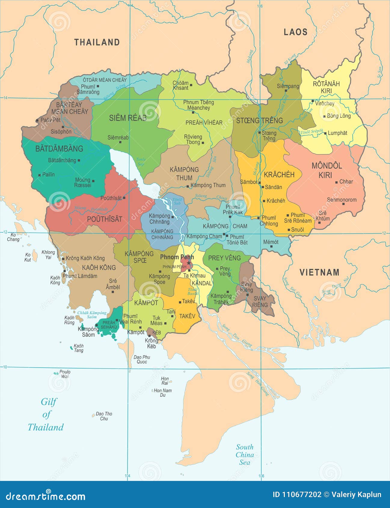 Cambodia Map - Detailed Vector Illustration Stock Illustration ...