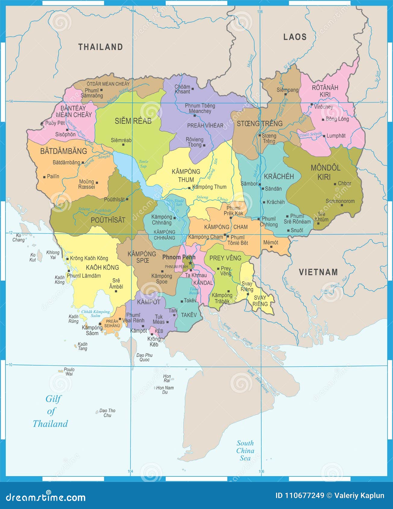 Cambodia Map - Detailed Vector Illustration Stock Illustration ...