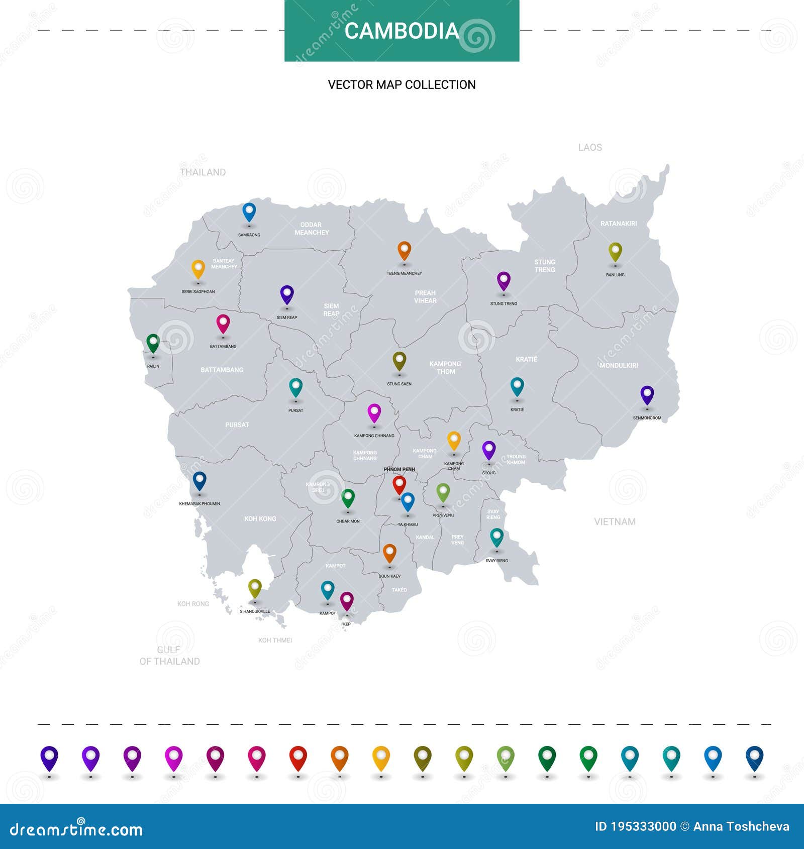 Cambodia Location Map On Map Asia. 3d Cambodia Flag Map Marker Location ...