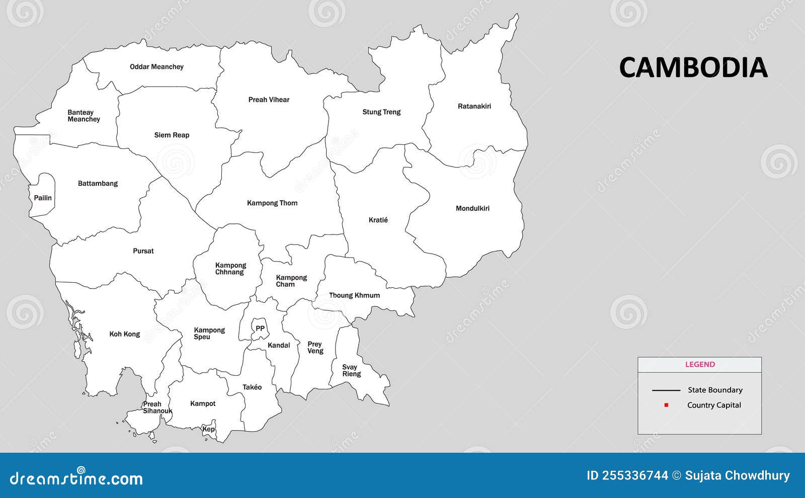 Cambodia Map. State and District Map of Cambodia Stock Vector ...