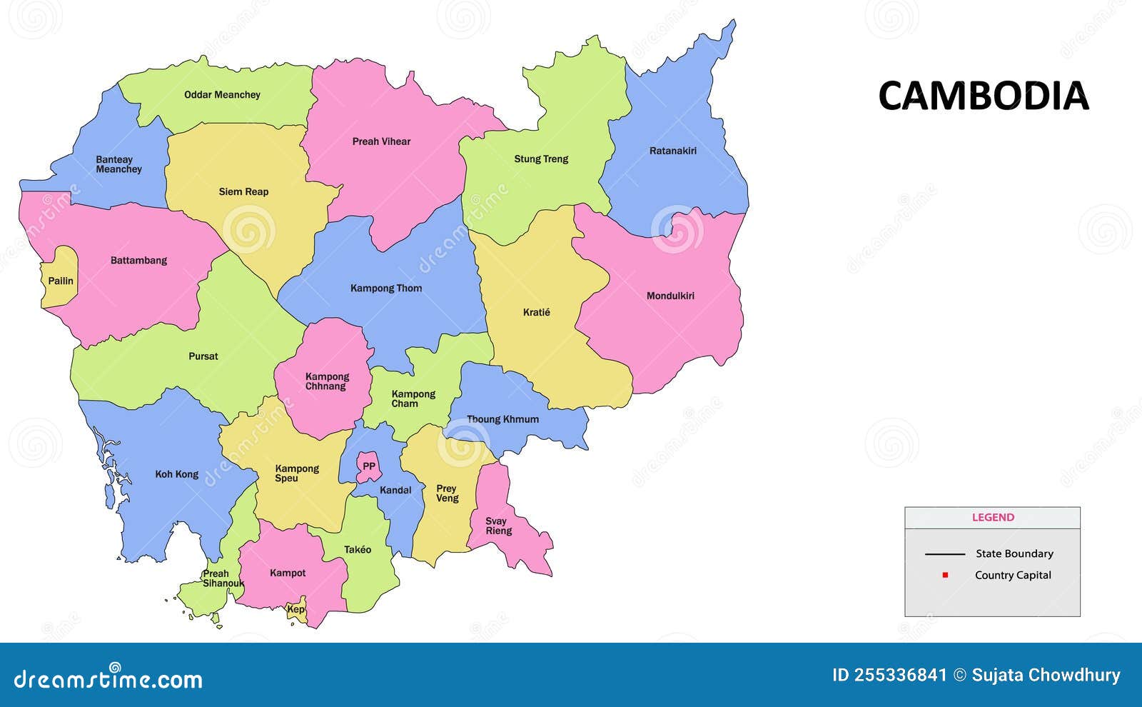 Cambodia Map. State and District Map of Cambodia Stock Vector ...