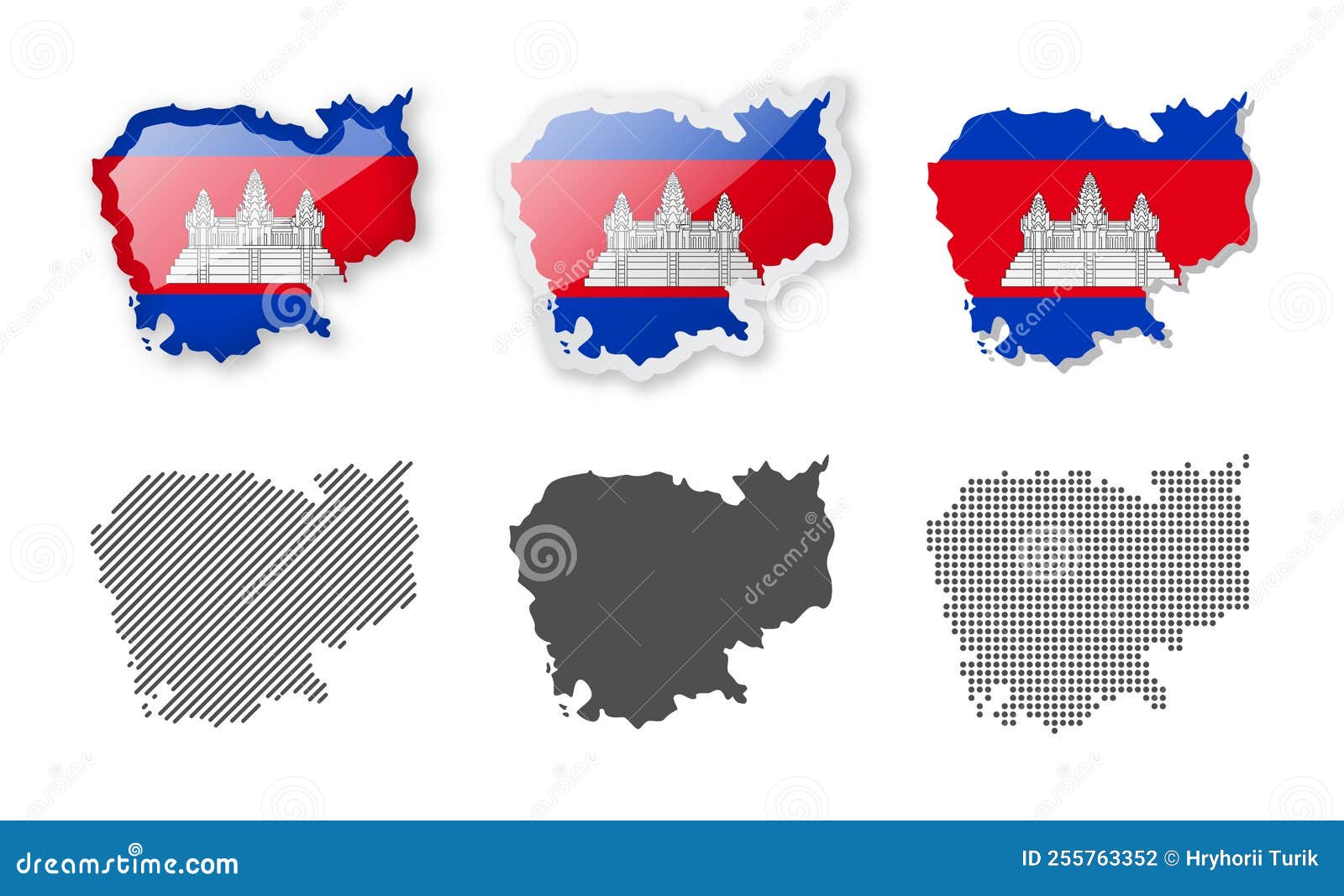 Cambodia - Maps Collection. Six Maps of Different Designs Stock ...