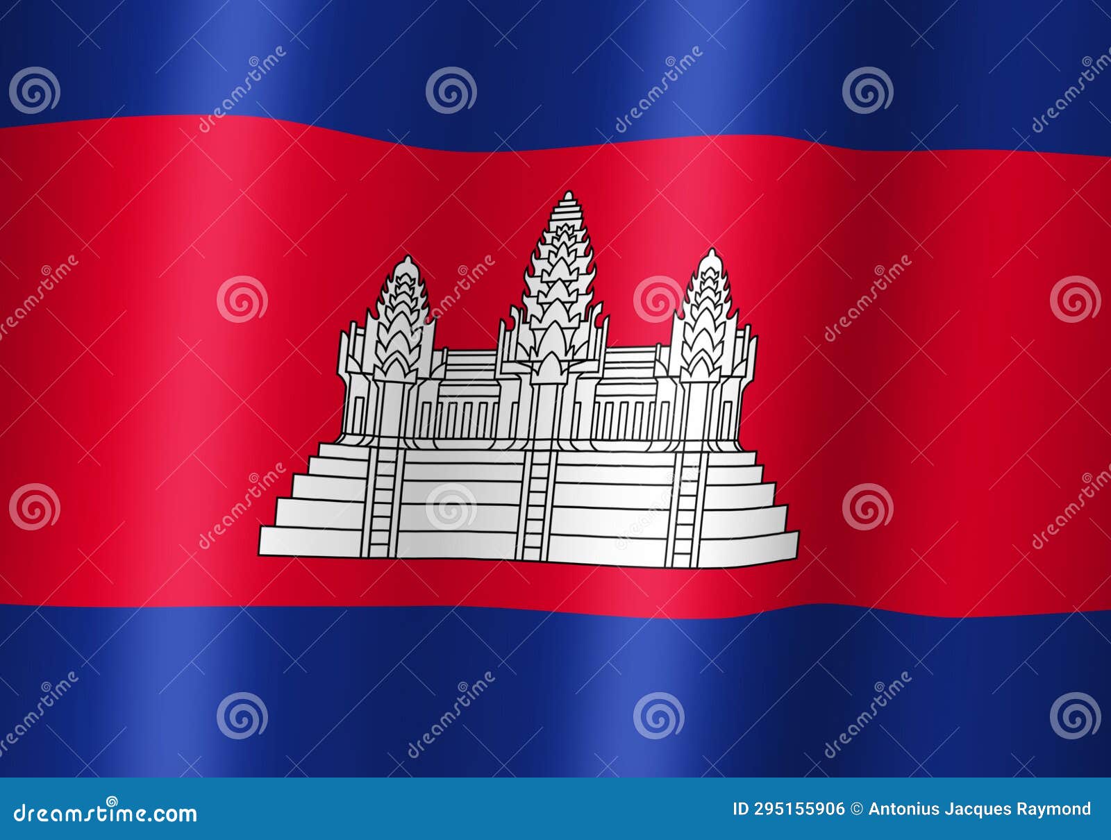 Cambodia National Flag 3d Illustration Close Up View Stock Illustration