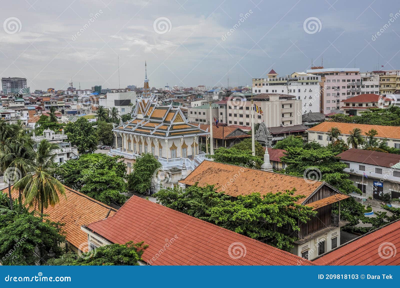 Cambodia Pagoda Top View stock image. Image of yangon - 209818103
