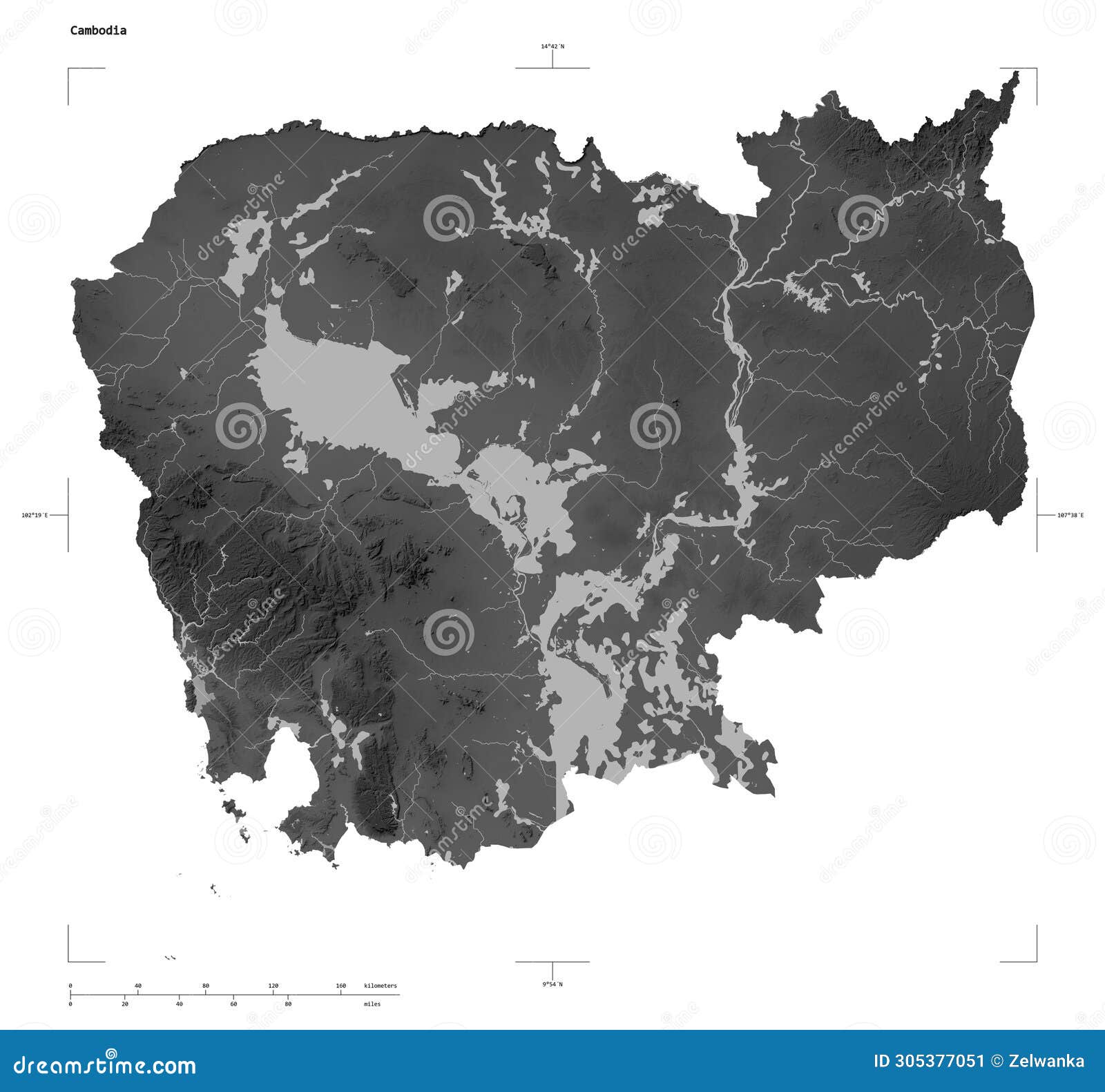 Cambodia Shape on White. Grayscale Stock Illustration - Illustration of ...