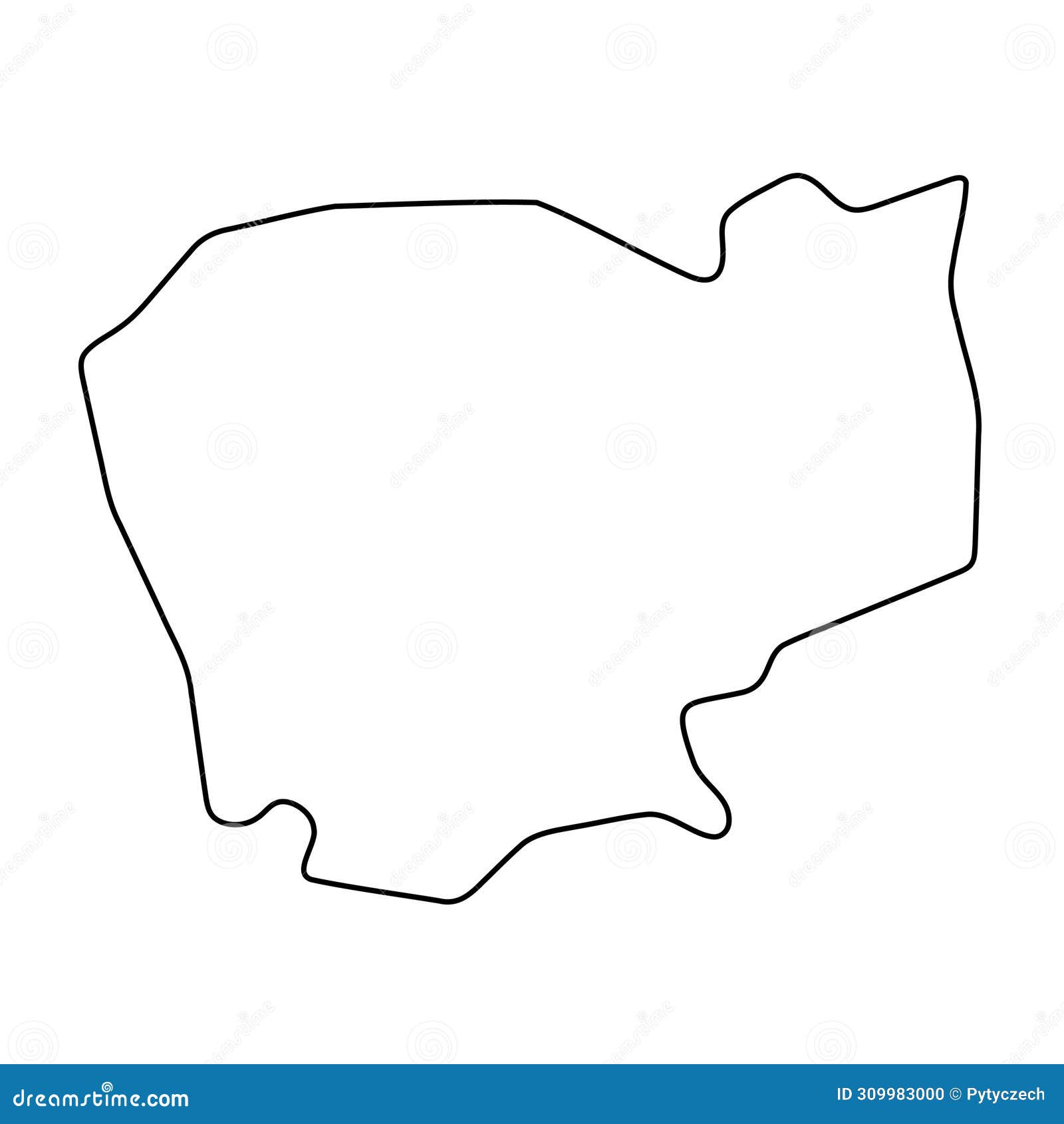Cambodia Simplified Vector Outline Map Stock Vector - Illustration of ...
