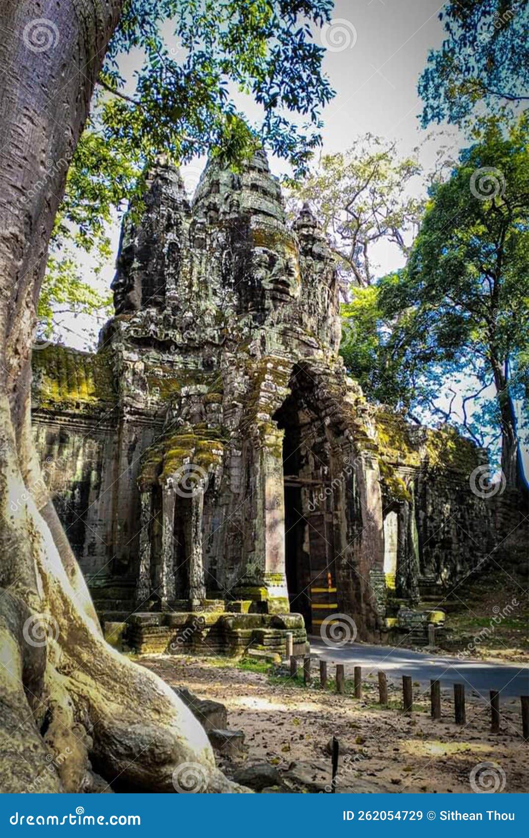 Cambodia Temple. with Long Trees Around. Stock Image - Image of trees ...