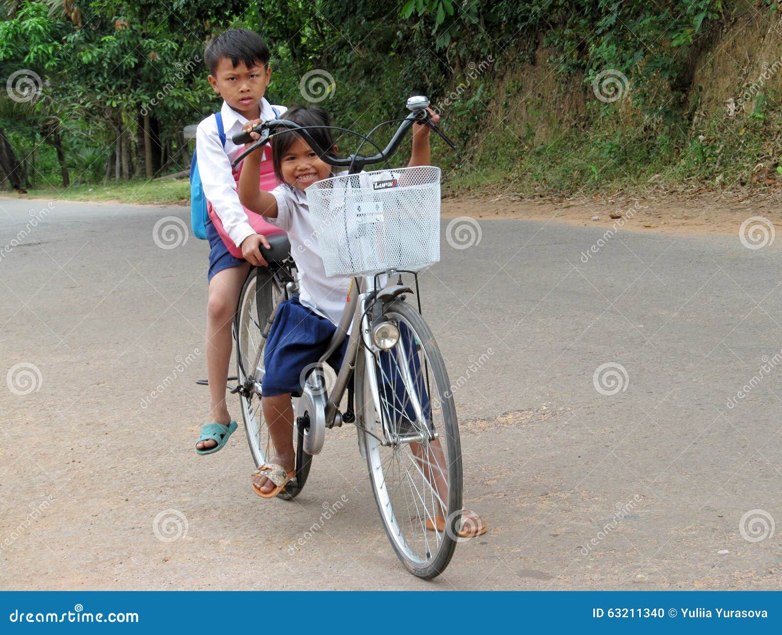 Cambodian Children Going To School by Bycicle Editorial Image - Image ... Cambodian Children Going To School by Bycicle Editorial Image - Image ...