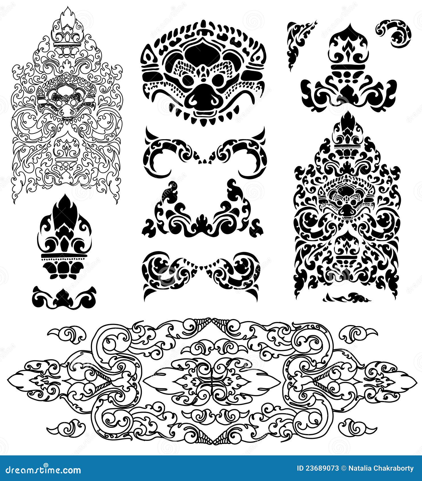 Cambodian floral pattern stock vector. Illustration of magic - 23689073