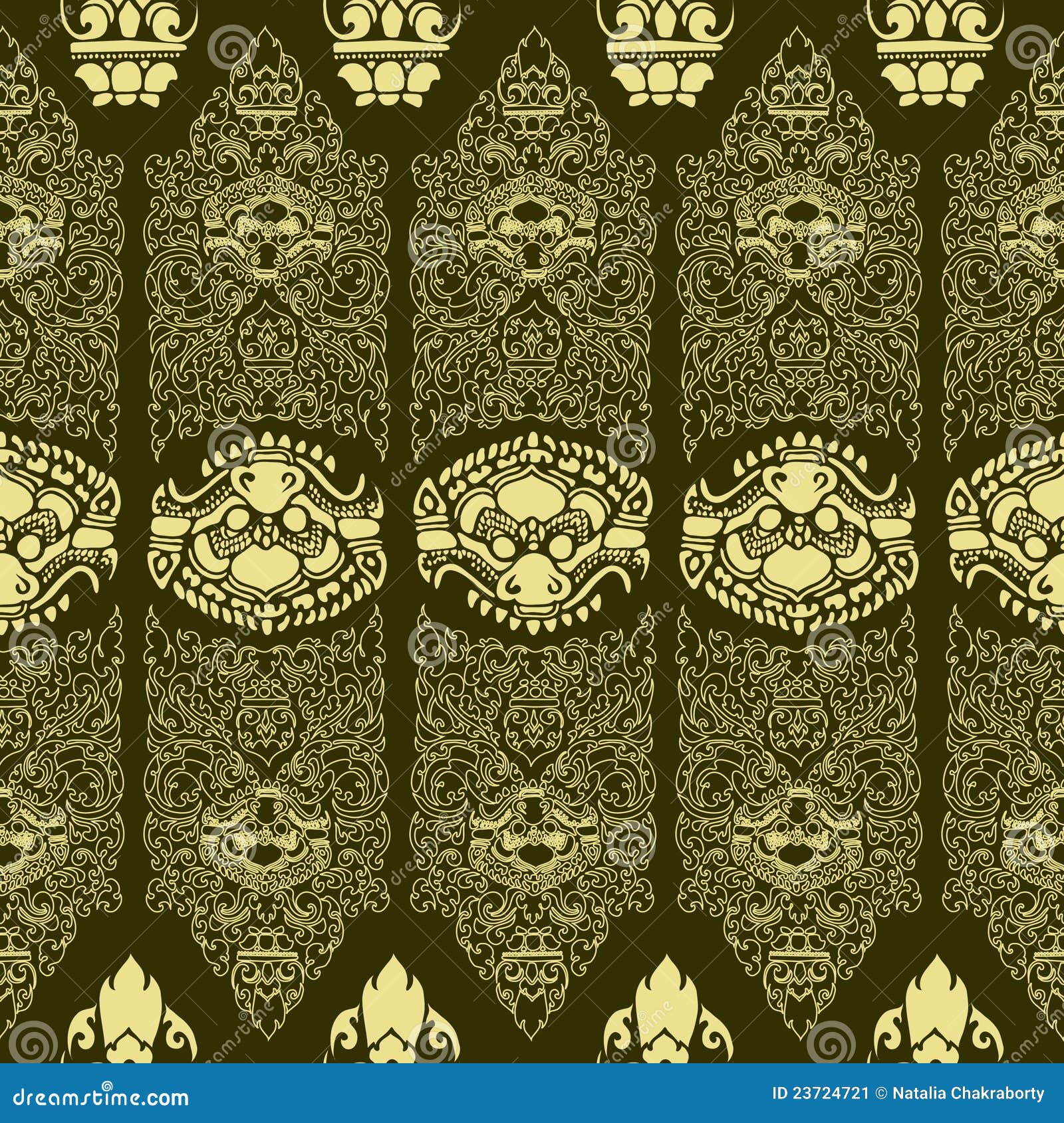 Cambodian floral pattern stock vector. Illustration of sign - 23724721