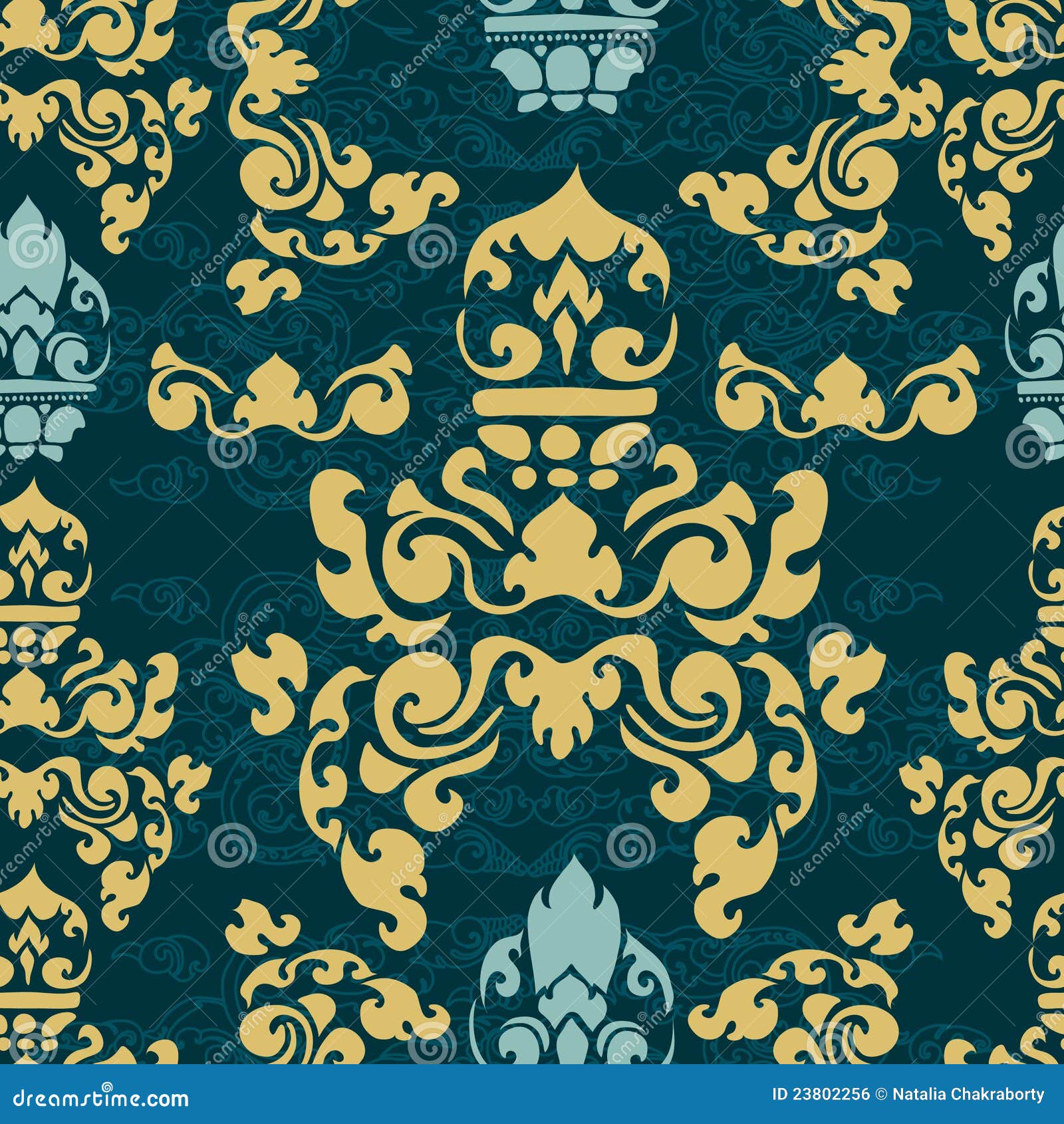 Cambodian floral pattern stock vector. Illustration of pattern - 23802256