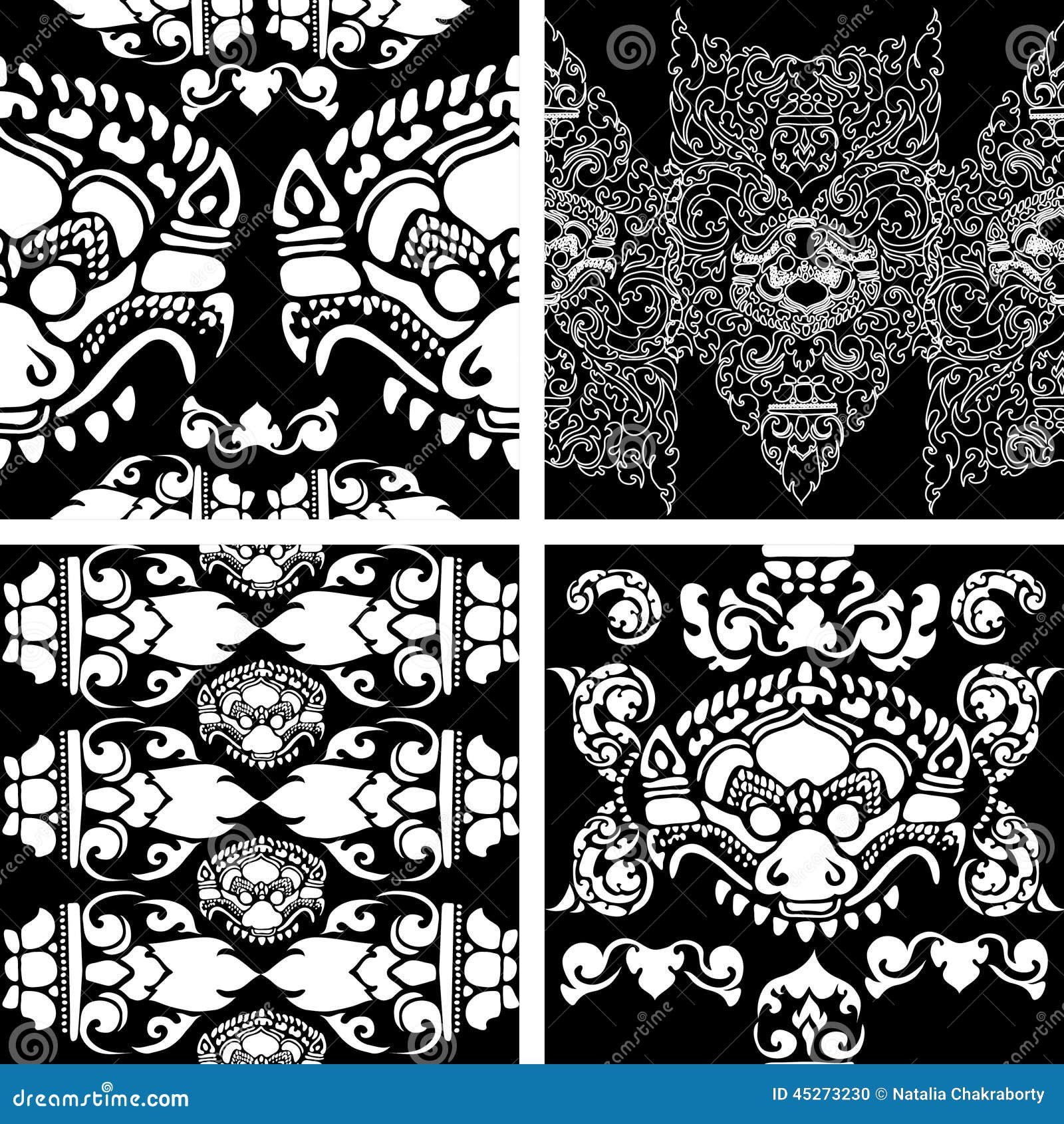 Cambodian Floral Pattern Stock Vector - Image: 45273230