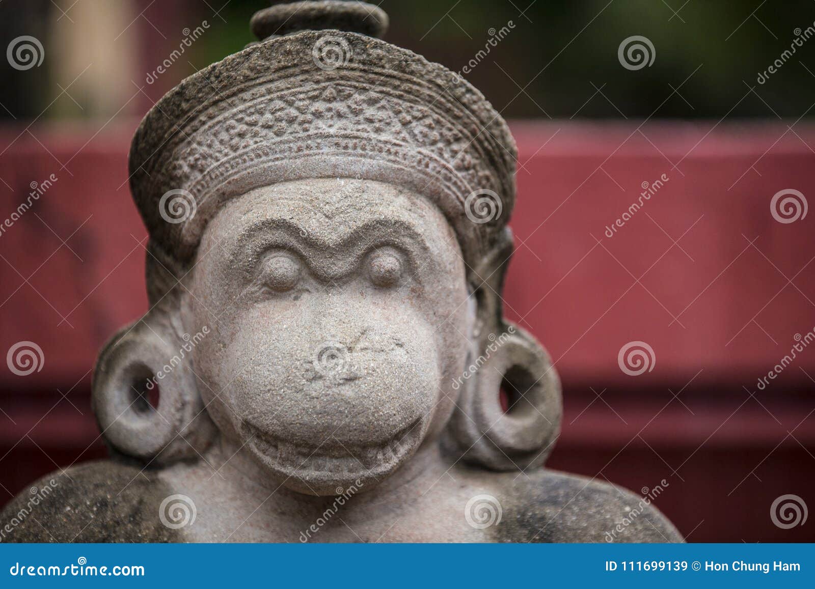 Cambodian Monkey Looking Mythical Creature Grey Stone Sculpture with ...