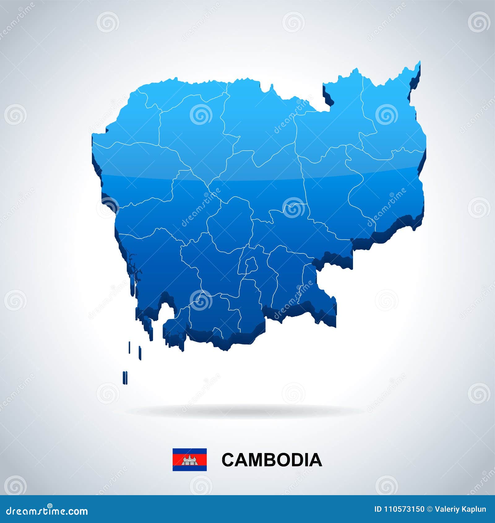 Camboya - Mapa Y Bandera - Ejemplo Detallado Del Vector Stock de ...