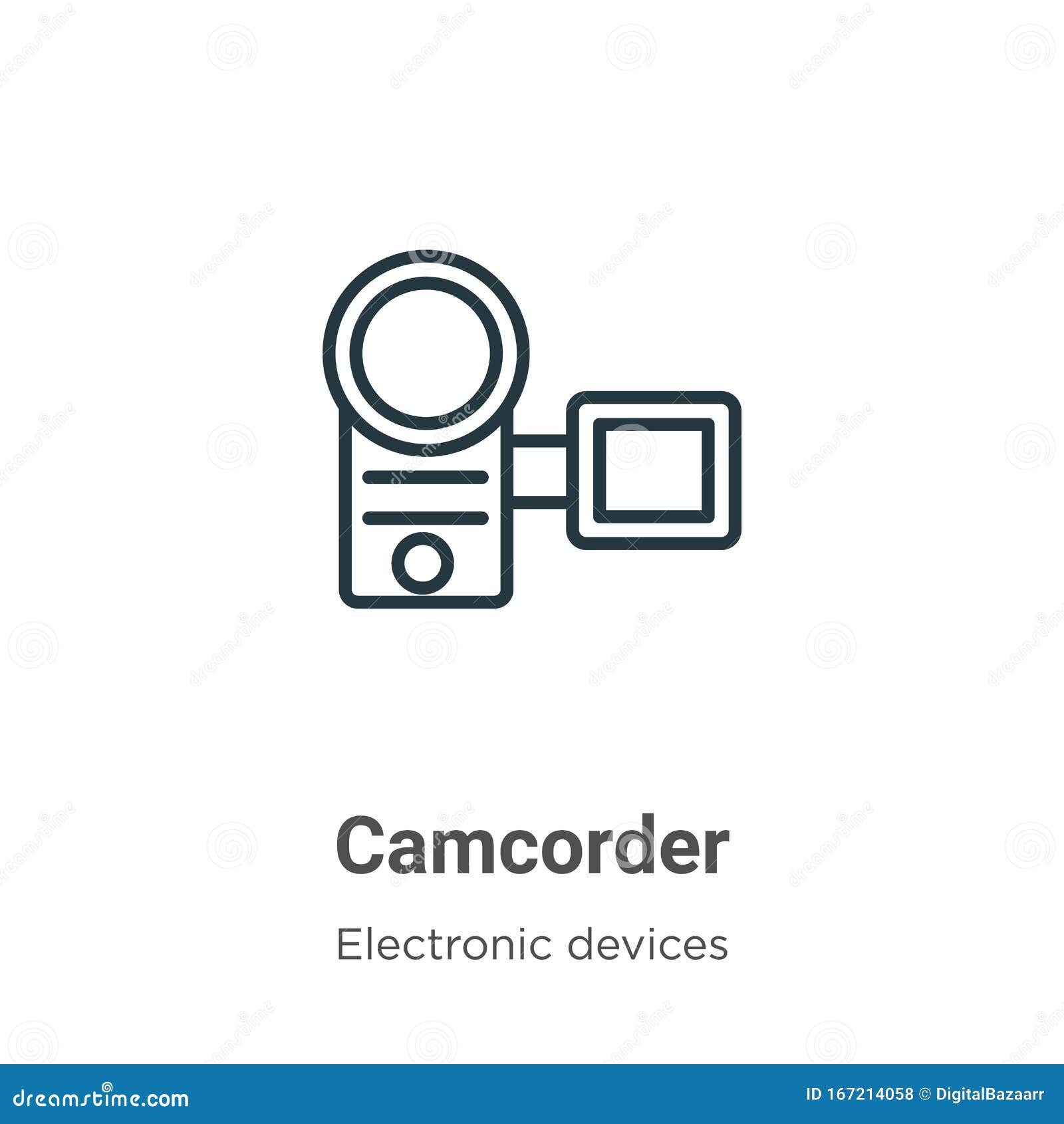Camcorder Outline Vector Icon. Thin Line Black Camcorder Icon, Flat ...