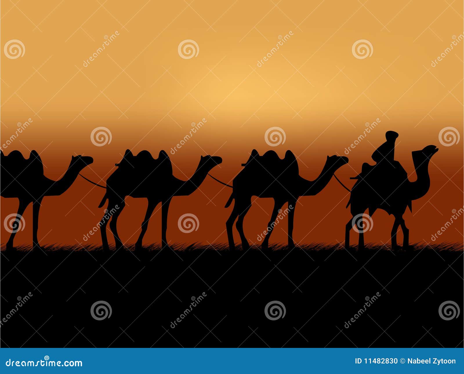 Camel Caravan Silhouette. Vector Illustration Isolated On White ...