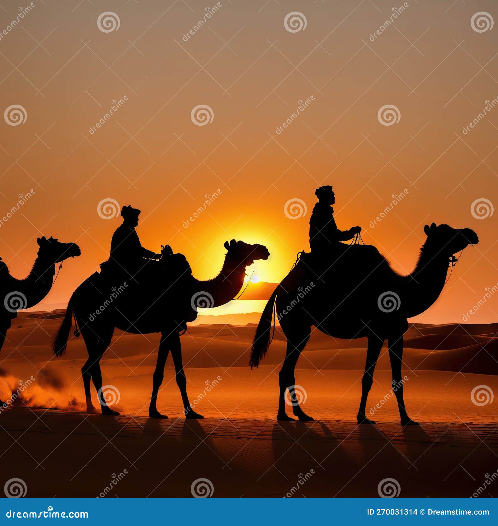 Camel Caravan with People Going through the Sand Dunes. Stock Photo ...