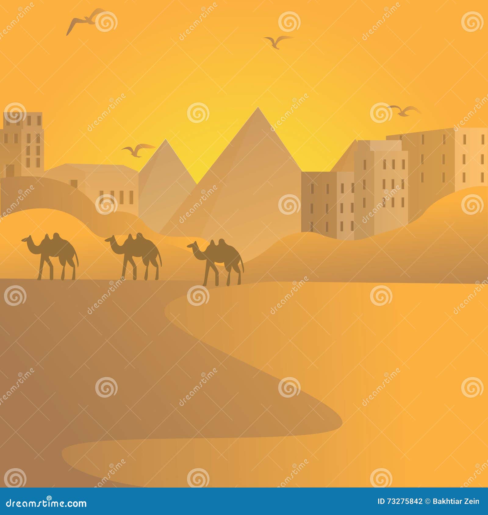 Egypt Background With Great Sphinx And Pyramids. Vector Illustration ...