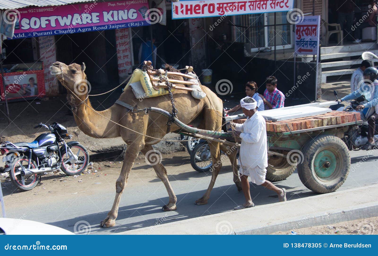 Camel Pulling Cart On A Village Street In India Editorial Photo ...