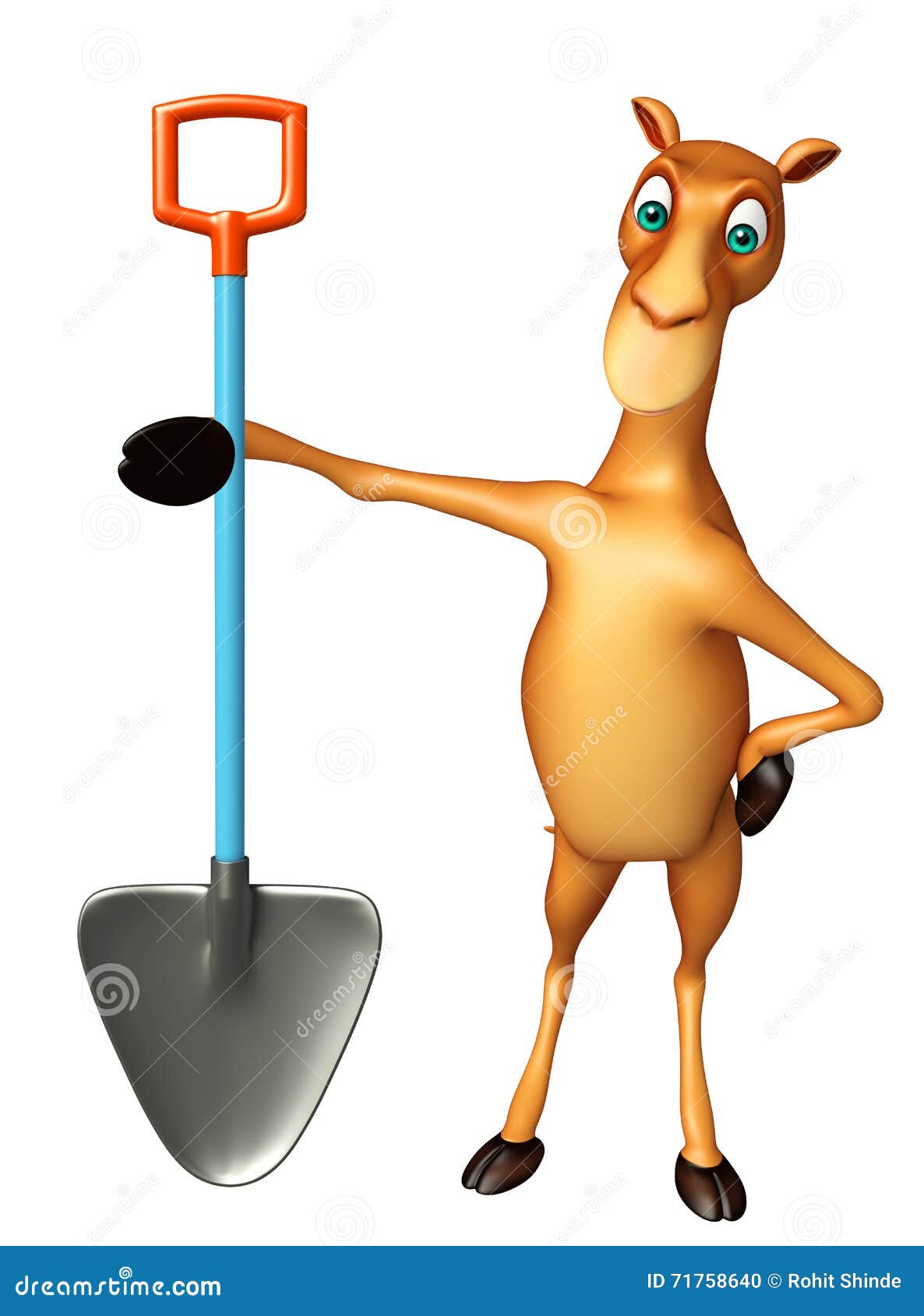 Camel Cartoon Character with Digging Shovel Stock Illustration ...