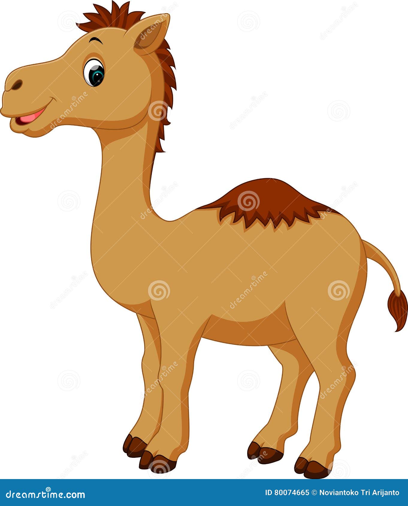 Camel Cartoon Character Stands And Eats Thorns Illustration ...