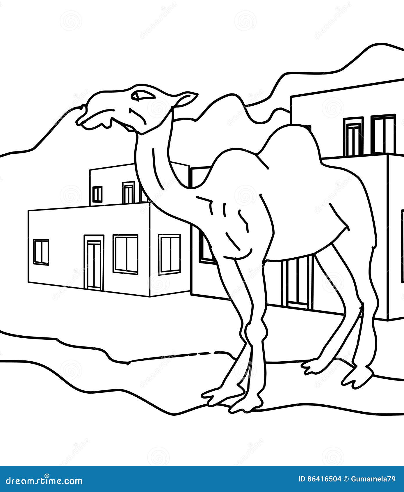Camel Coloring Page For Kids Vector Illustration | CartoonDealer.com ...