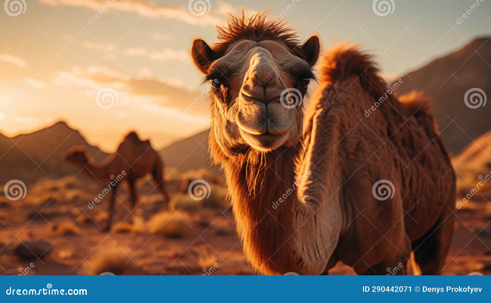 Camel at Desert Sunset stock image. Image of sand, travel - 290442071
