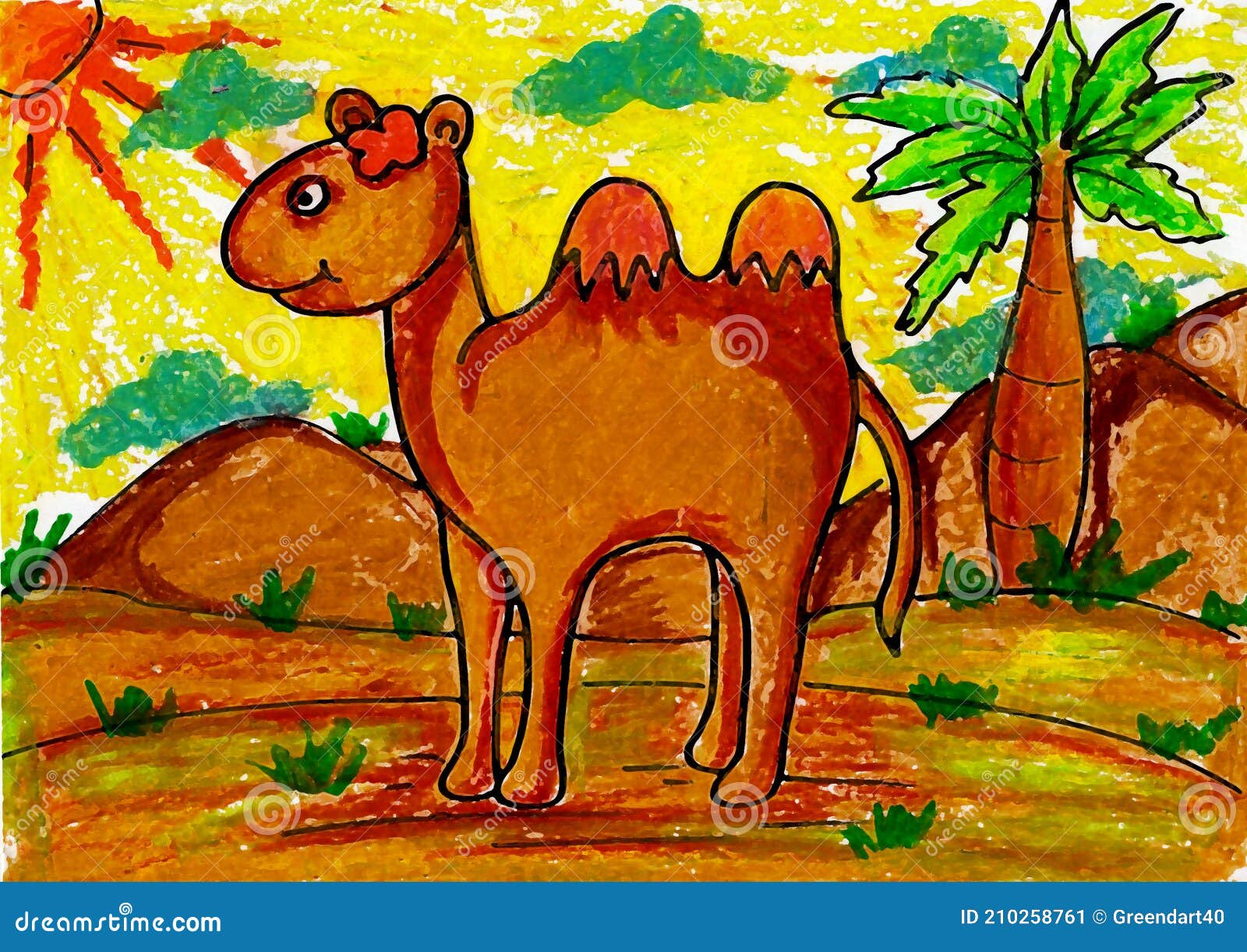 Camel Drawing Crayon Color stock illustration. Illustration of animal ...