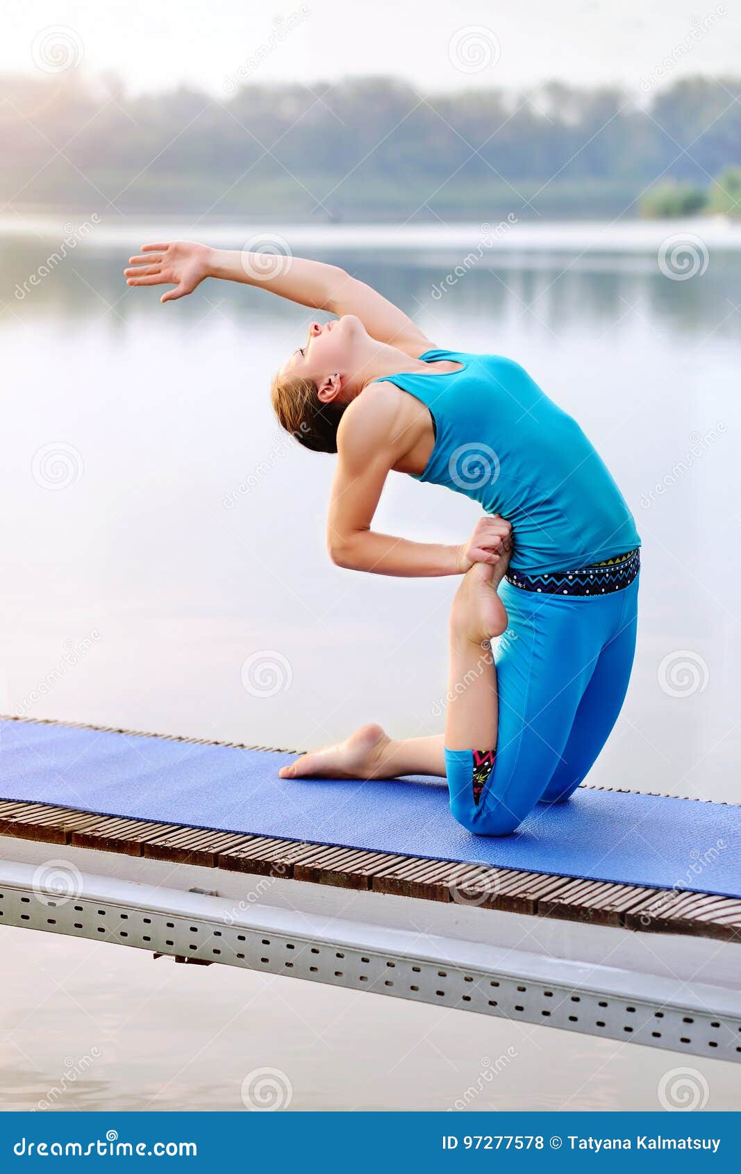 Backbend Yoga Gymnastics, Woman Acrobat In An Inclined Pose, Girl ...