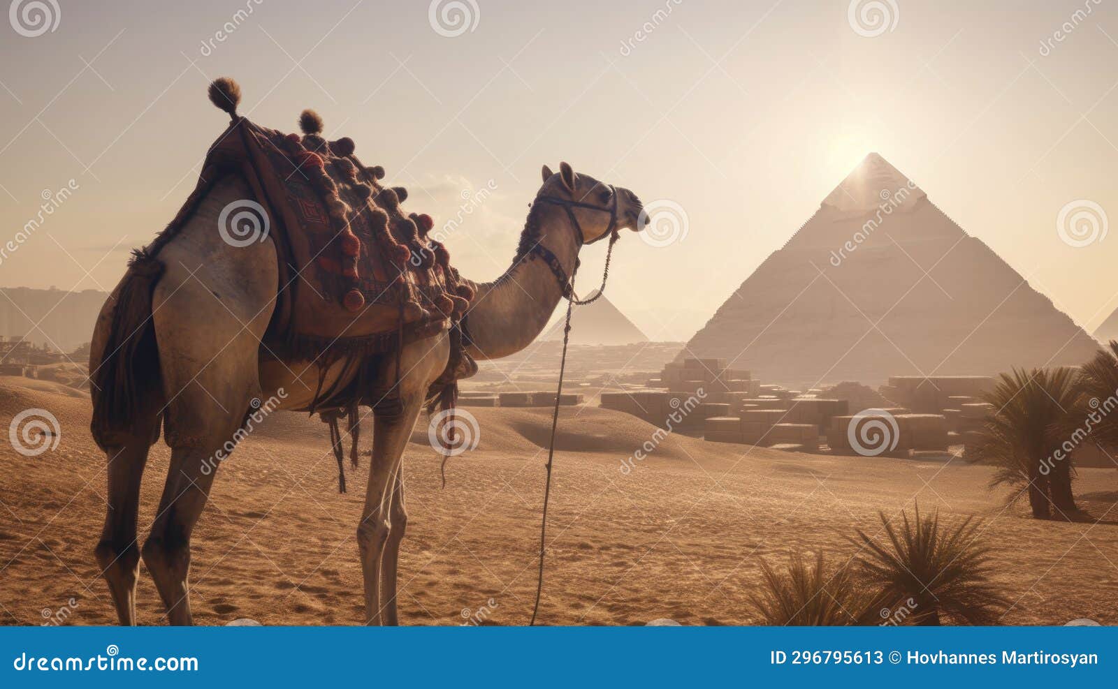 Camel in Front of Pyramids. Travel Concept. Background with a Copy ...