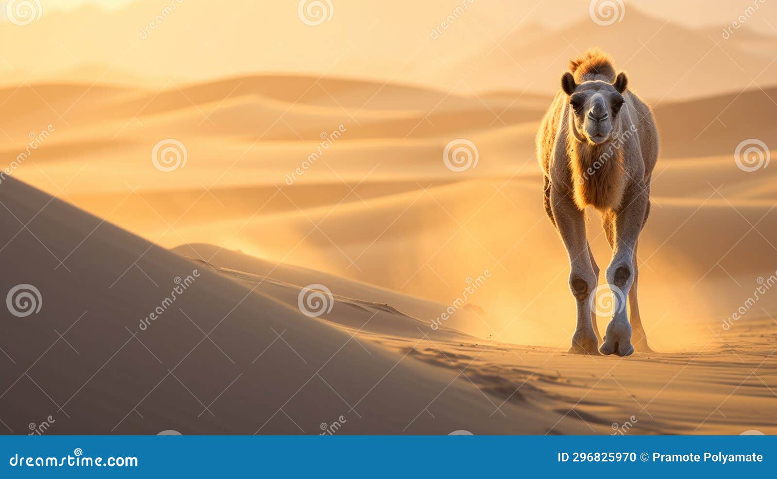 A Camel Going through the Sand Dunes, Gobi Desert Mongolia Stock ...