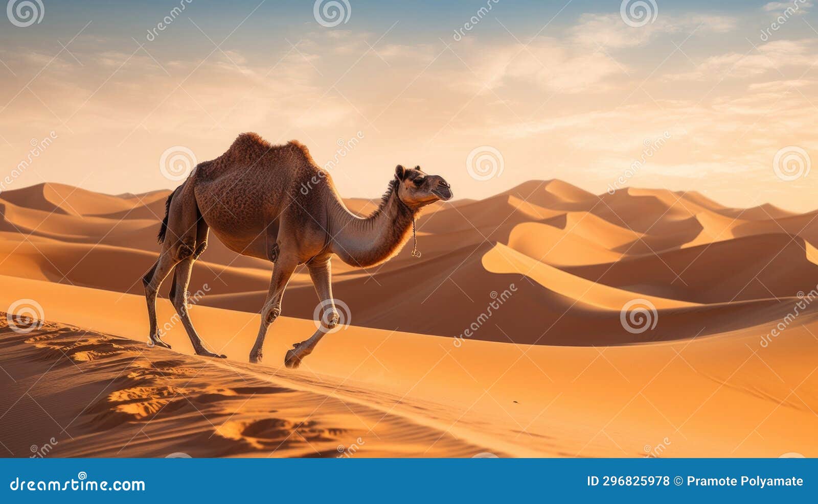 A Camel Going through the Sand Dunes, Gobi Desert Mongolia Stock Photo ...