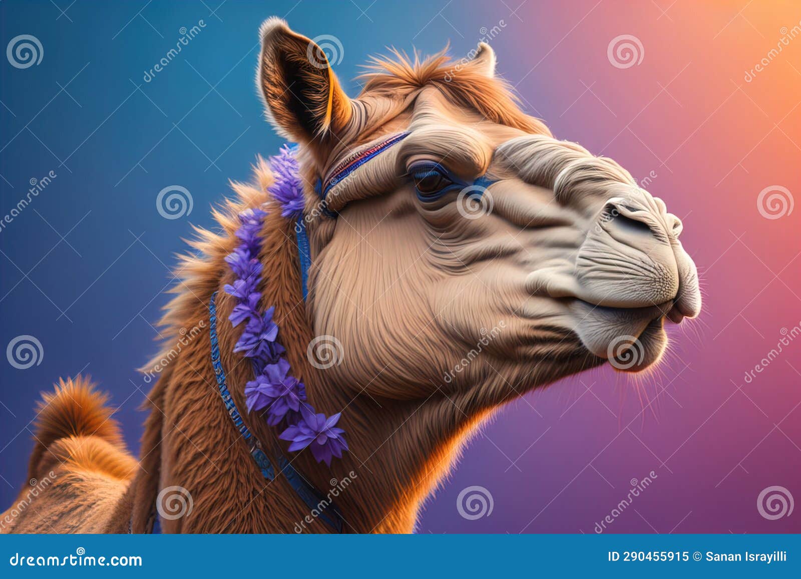 Camel Head on Solid Color Background, Close Up. Vintage Style Stock ...