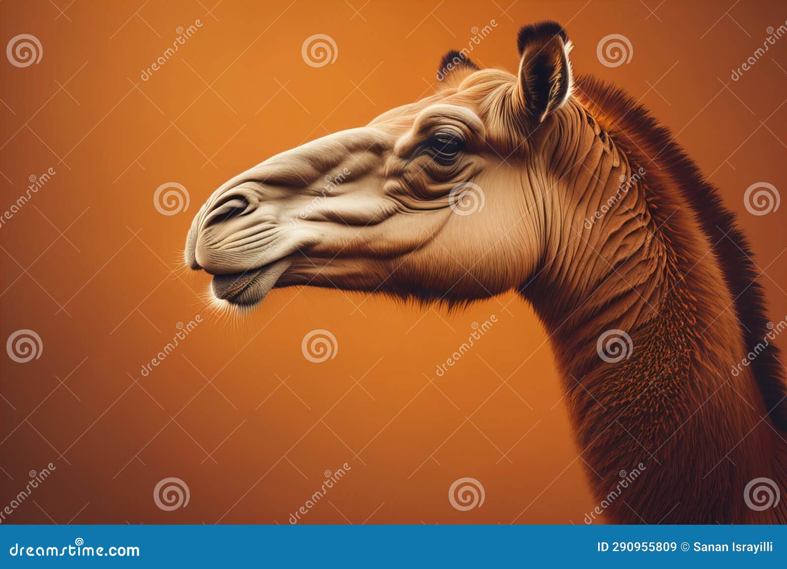 Camel Head on Solid Color Background, Close Up. Vintage Style Stock ...
